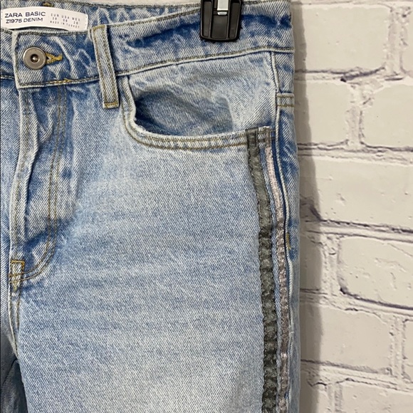 Zara | Jeans | Zara Basic Denim W Raw Hem Side Stripes | Poshmark